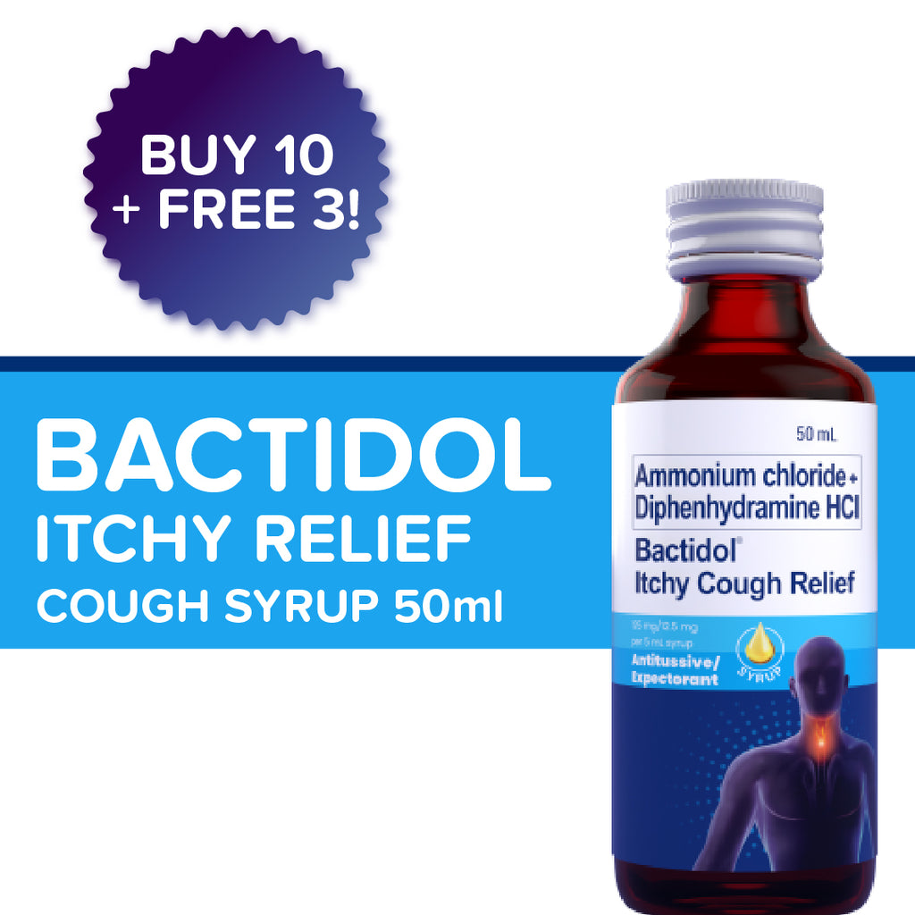 Buy 10 Take 3 - Bactidol Itchy Cough Relief 50ml – Health Care Essentials